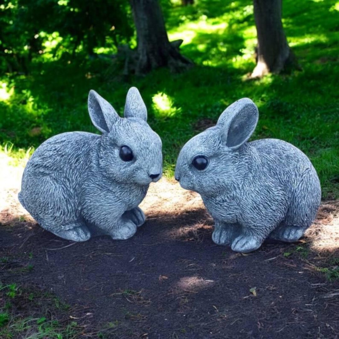 Rabbits Lawn Statue / Outdoor Bunnies Decoration / Lawn Rabbits Art ...