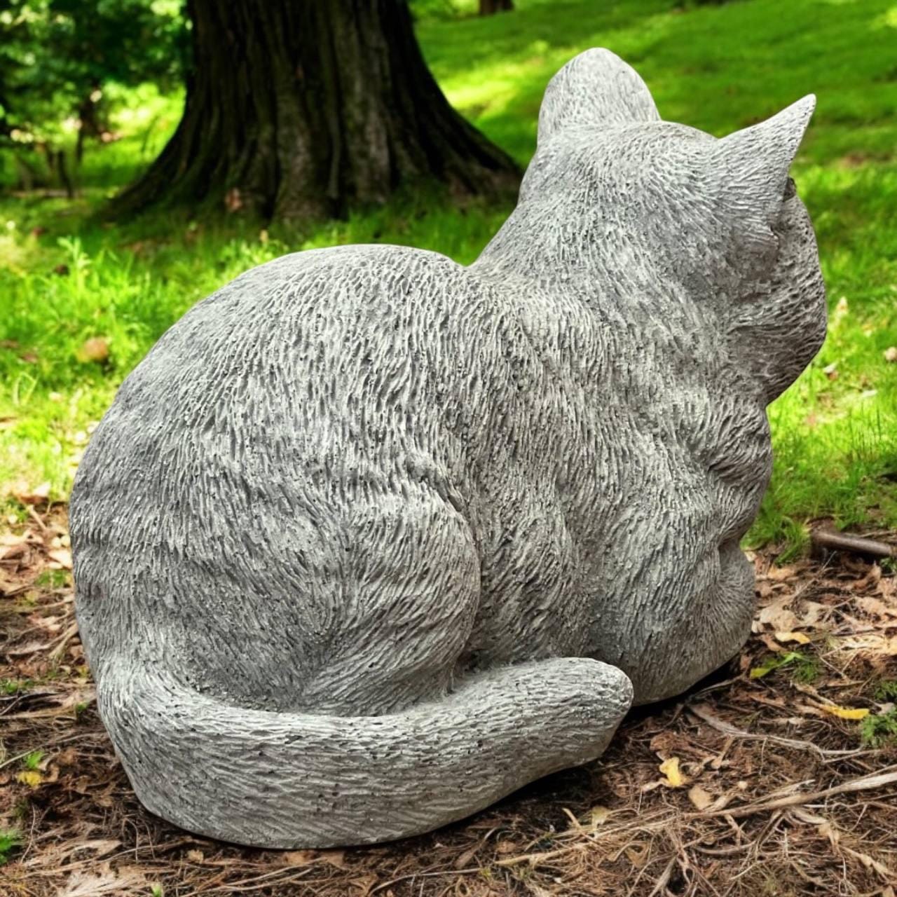 Garden Kitten Figure / Outdoor Cat Sculpture / Stone Kitten Idea / Lawn ...