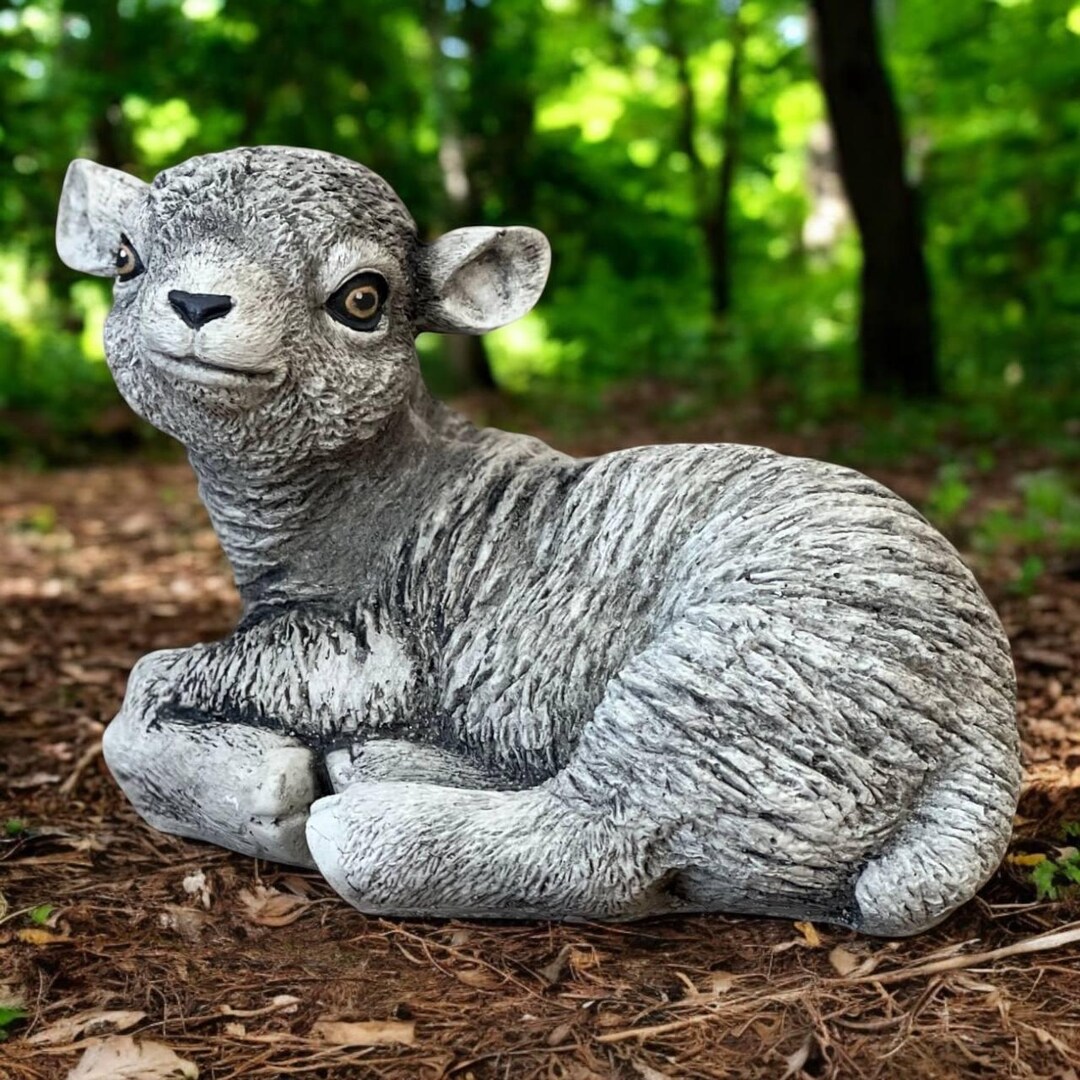 Lamb Outdoor Statue / Farm Animal Ornament / Little Sheep Decor ...