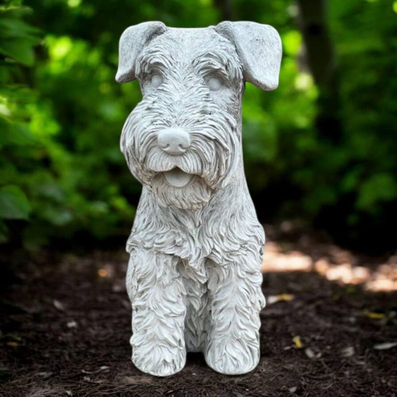 Concrete Schnauzer Figure / Outside Dog Decor / Backyard Pet Ornament ...