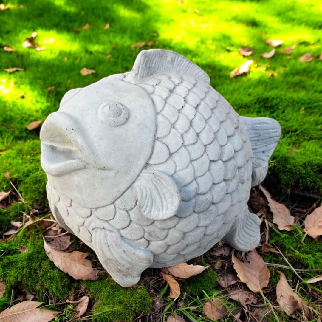 Pond Fish Sculpture / Outside Fish Ornament / Backyard Animal Art ...