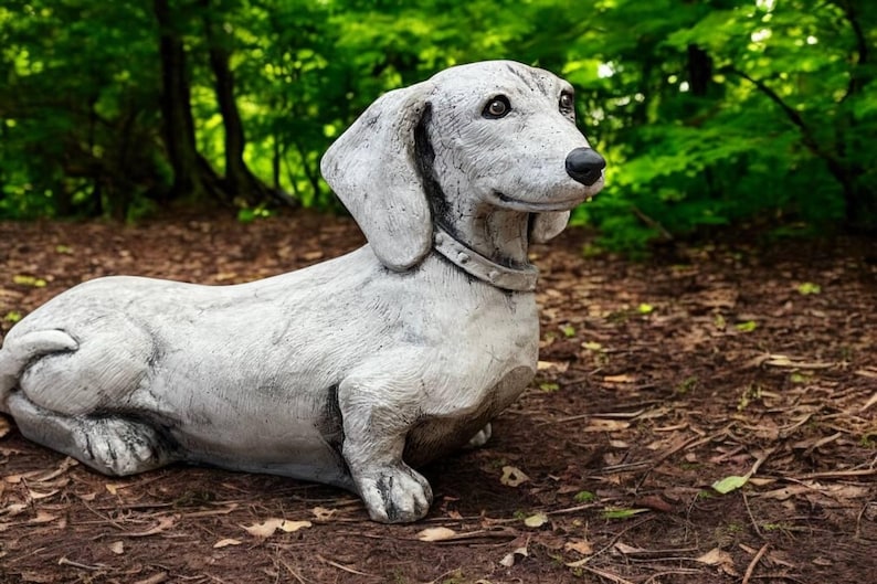 Dachshund Yard Figure / Lawn Dog Art / Garden Dachshund Decor / Stone ...