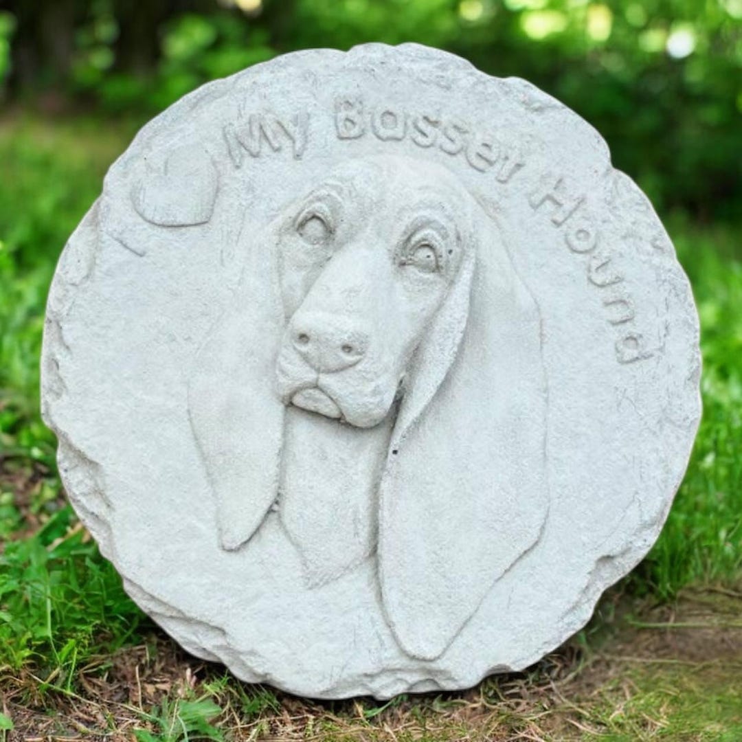 Concrete Basset Hound / Basset Hound Rock / Garden Dog Sculpture / Lawn ...