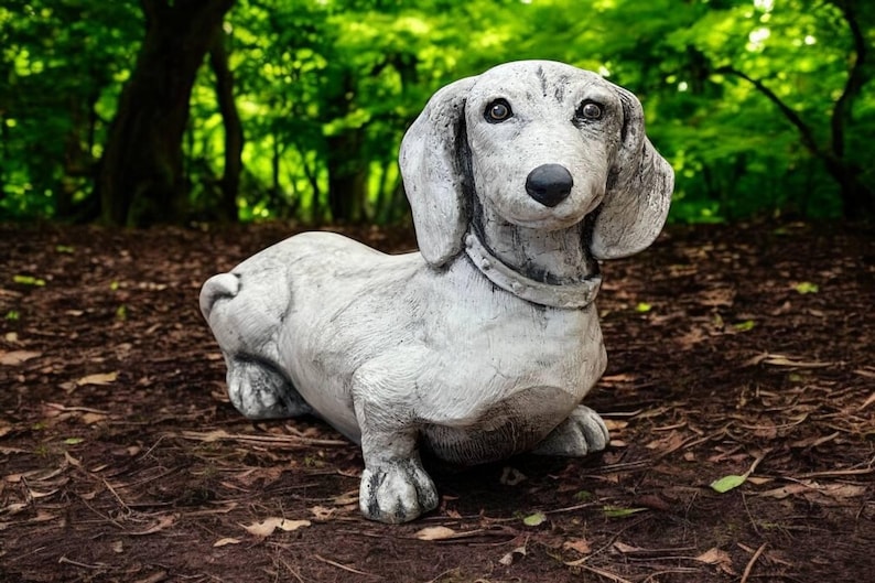 Dachshund Yard Figure / Lawn Dog Art / Garden Dachshund Decor / Stone ...