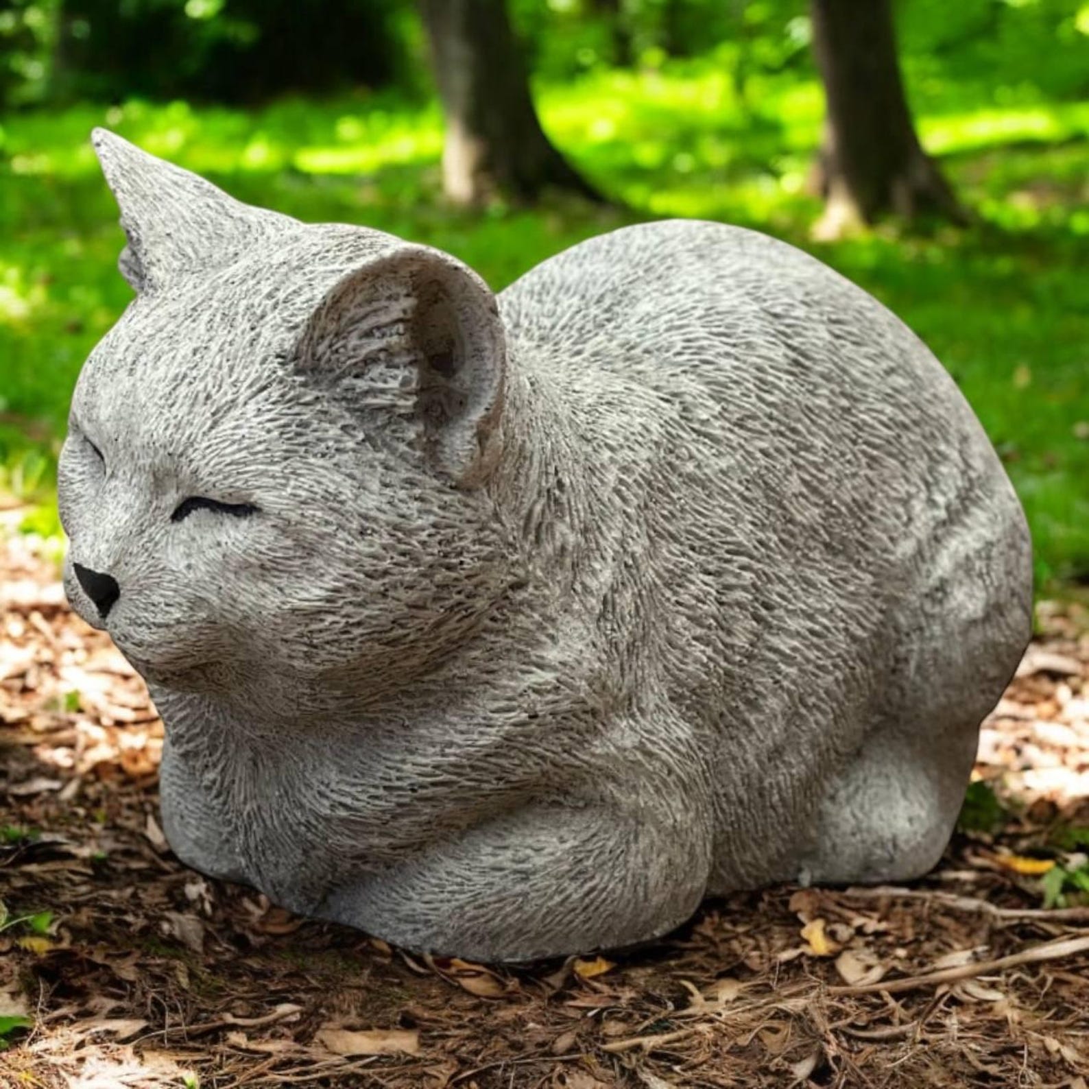Garden Kitten Figure / Outdoor Cat Sculpture / Stone Kitten Idea / Lawn ...