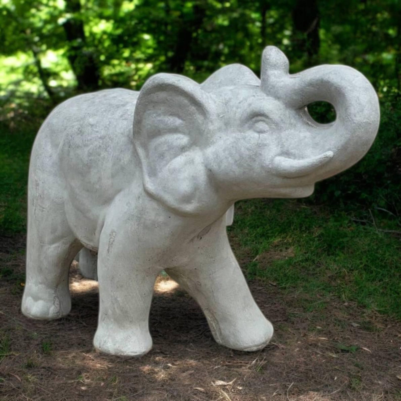 Lawn Elephant Sculpture / Stone Animal Decor / Solid Elephant Ornament ...