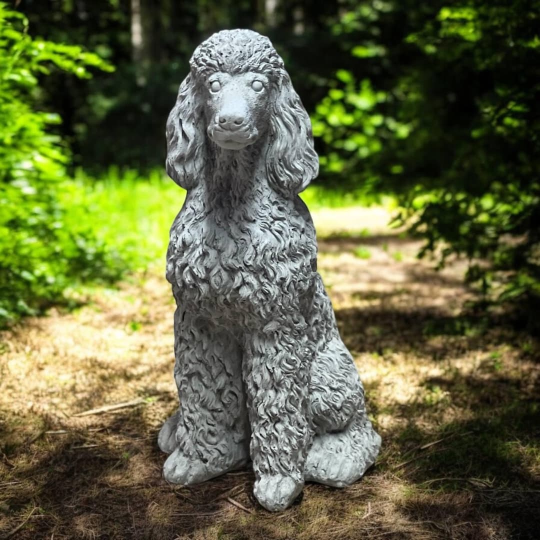 Poodle Garden Figurine / Concrete Dog Statue / Pet Lawn Art / Realistic ...