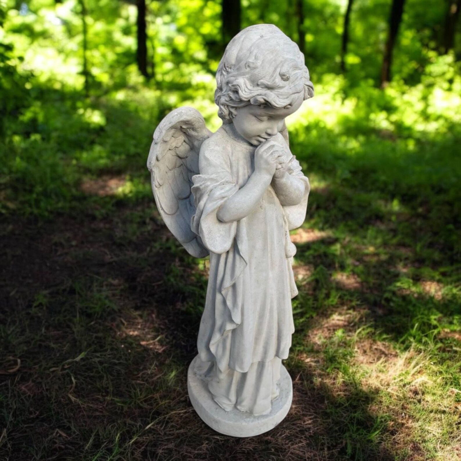 Praying Angel Sculpture \ Concrete Religious Decor \ Stone Cherub Idea ...