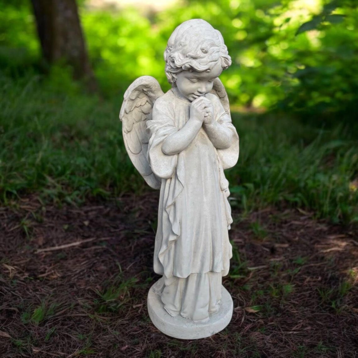 Praying Angel Sculpture \ Concrete Religious Decor \ Stone Cherub Idea ...