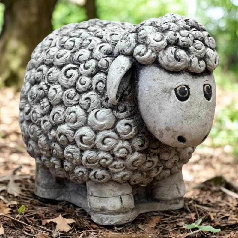 Beton Sheep Sculpture / Garden Sheep Decor / Farm Yard Ornament ...