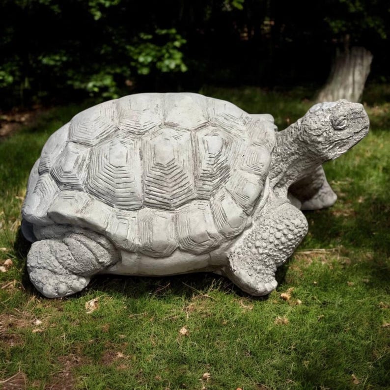 Concrete Turtle Statue / Backyard Animal Ornament / Large Turtle Idea ...