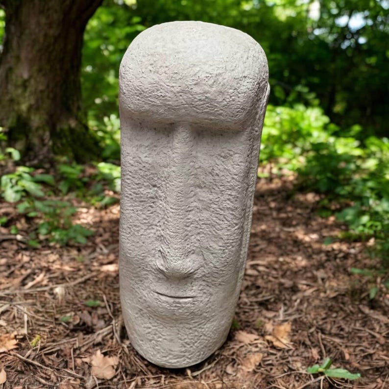 Moai Head Sculpture / Garden Moai Decor / Stone Easter Island Ornament ...