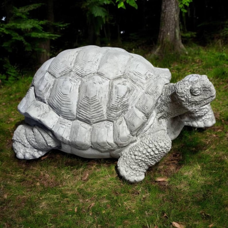 Concrete Turtle Statue / Backyard Animal Ornament / Large Turtle Idea ...