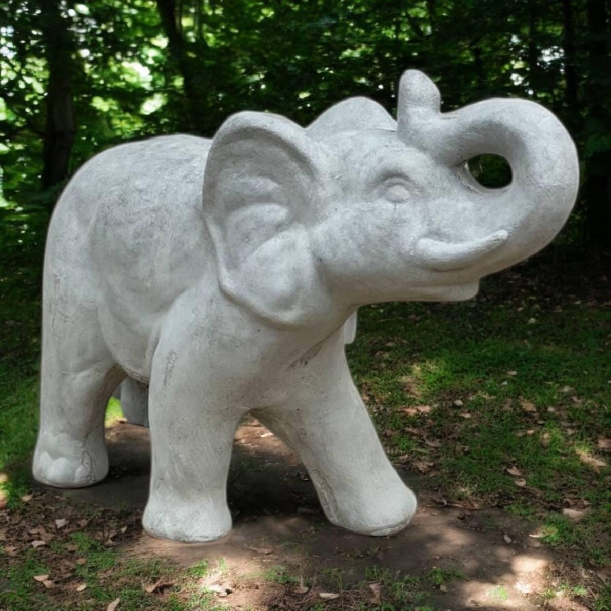 Lawn Elephant Sculpture / Stone Animal Decor / Solid Elephant Ornament ...