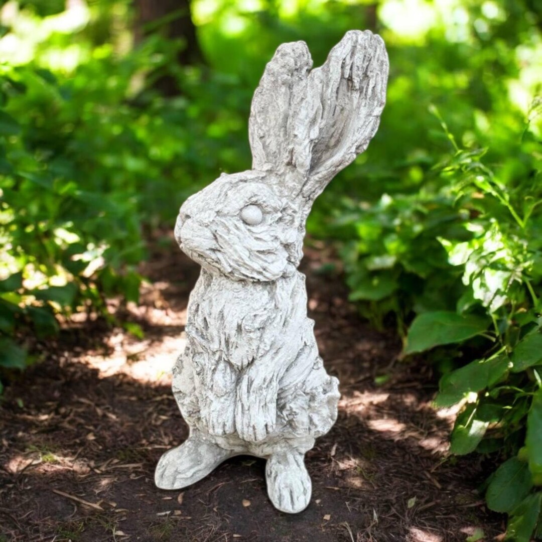 Lawn Rabbit Sculpture / Animal Outdoor Idea / Stone Bunny Art / Yard ...