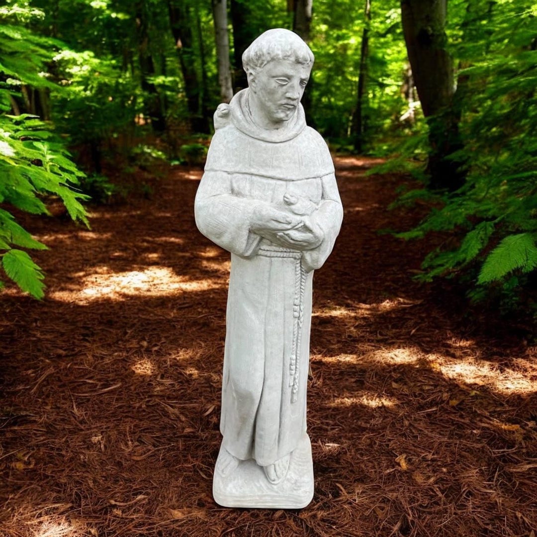 Garden Monk Statue / Outdoor Cement Art / Backyard Stone Decor / Lawn ...
