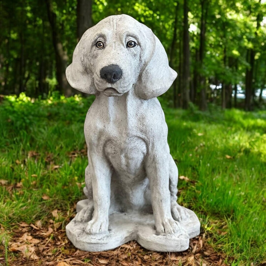 Stone Beagle Statue / Lawn Pet Idea / Concrete Dog Art / Garden Beagle ...