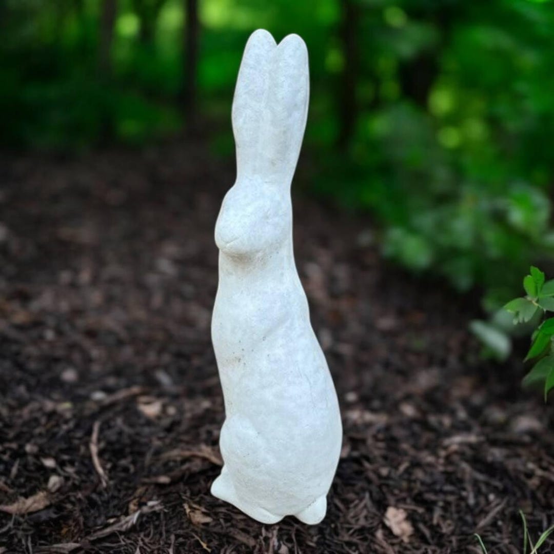 Concrete Rabbit Statue / Garden Animal Ornament / Stone Bunny ...