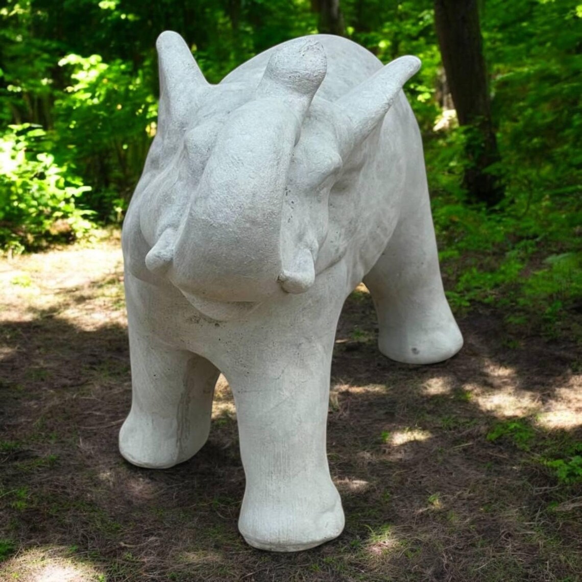 Lawn Elephant Sculpture / Stone Animal Decor / Solid Elephant Ornament ...
