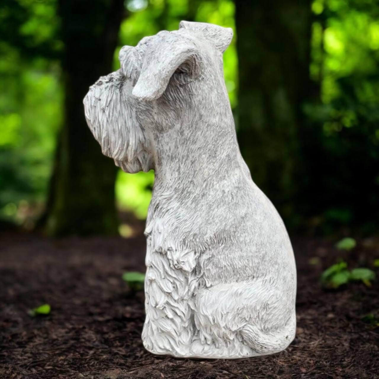 Concrete Schnauzer Figure / Outside Dog Decor / Backyard Pet Ornament ...