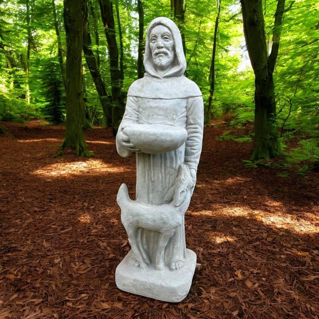 Stone Monk Sculpture / Concrete Friar Statue / Monk With Dish / Friar ...