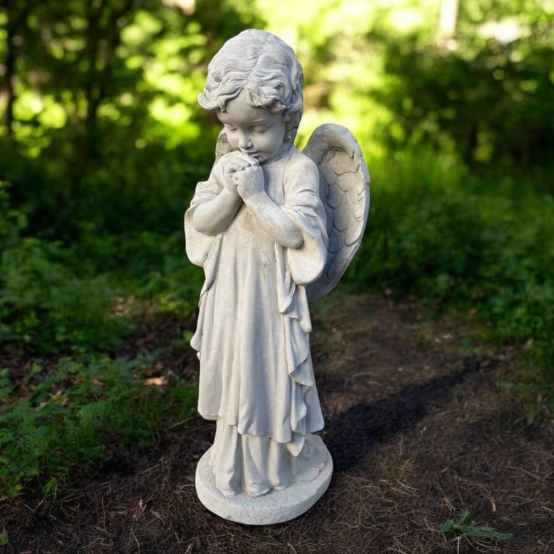 Praying Angel Sculpture \ Concrete Religious Decor \ Stone Cherub Idea ...