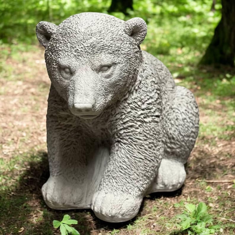 Concrete Bear Statue / Garden Animal Figure / Stone Bear Decoration ...