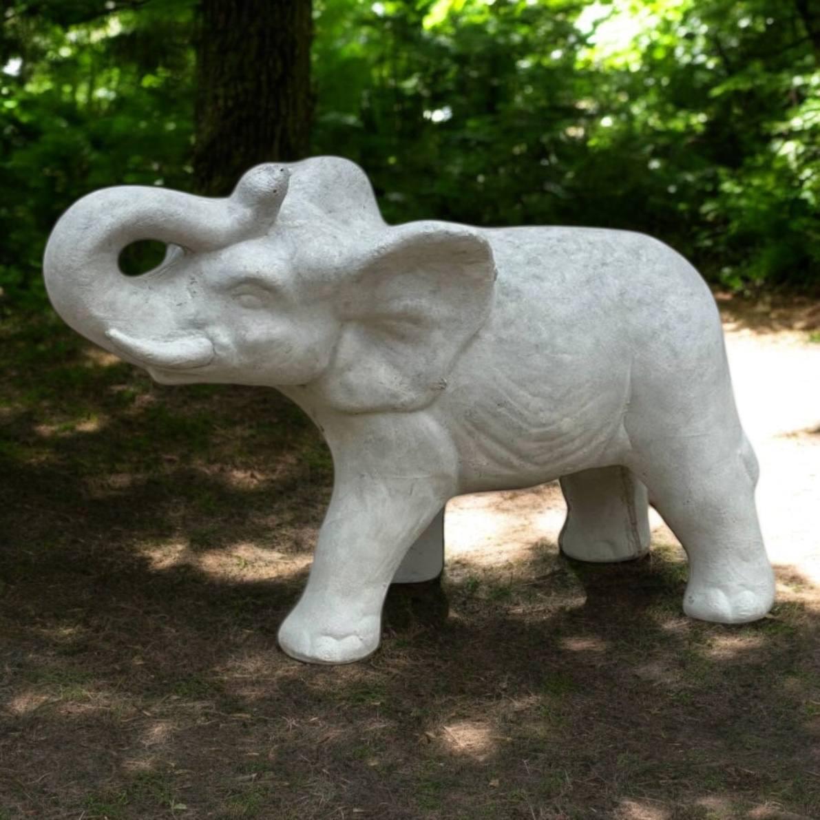 Lawn Elephant Sculpture / Stone Animal Decor / Solid Elephant Ornament ...