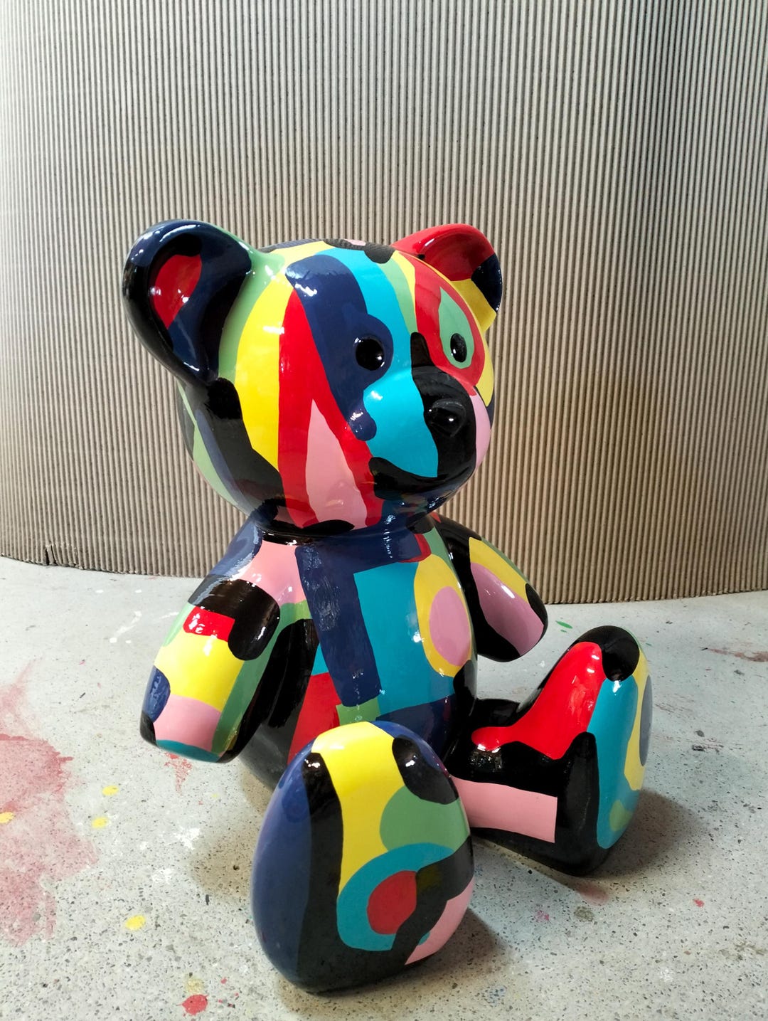 Plastic Teddy Bear Sitting Bear Figurine Painted Bear Statue Resin ...