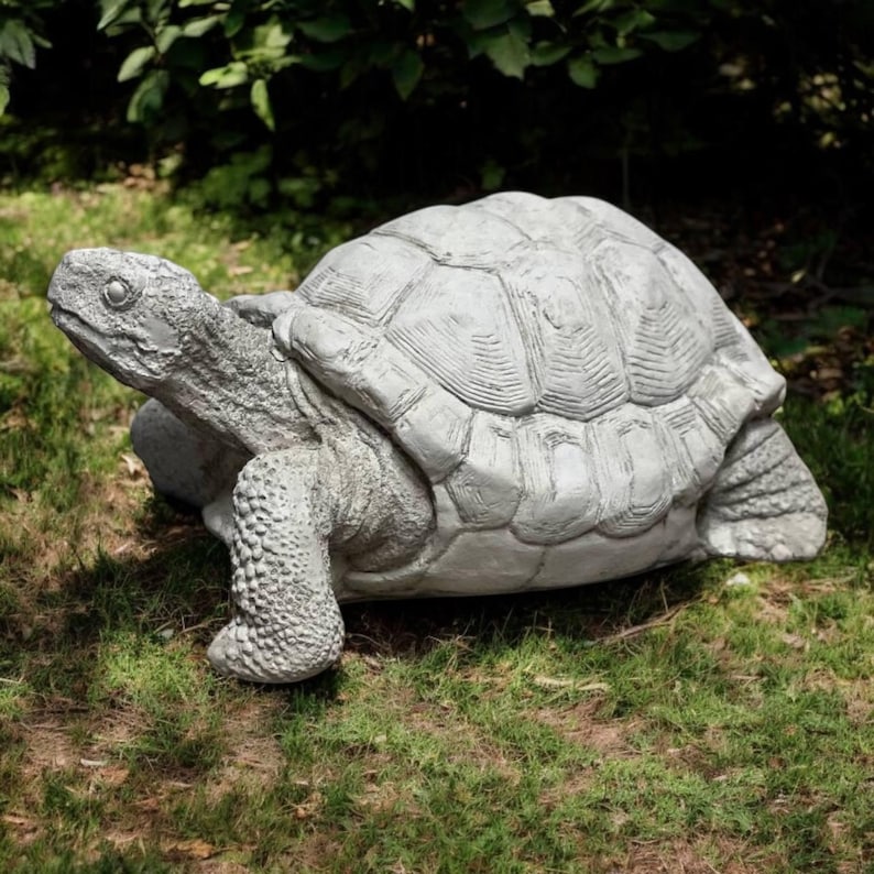 Concrete Turtle Statue / Backyard Animal Ornament / Large Turtle Idea ...