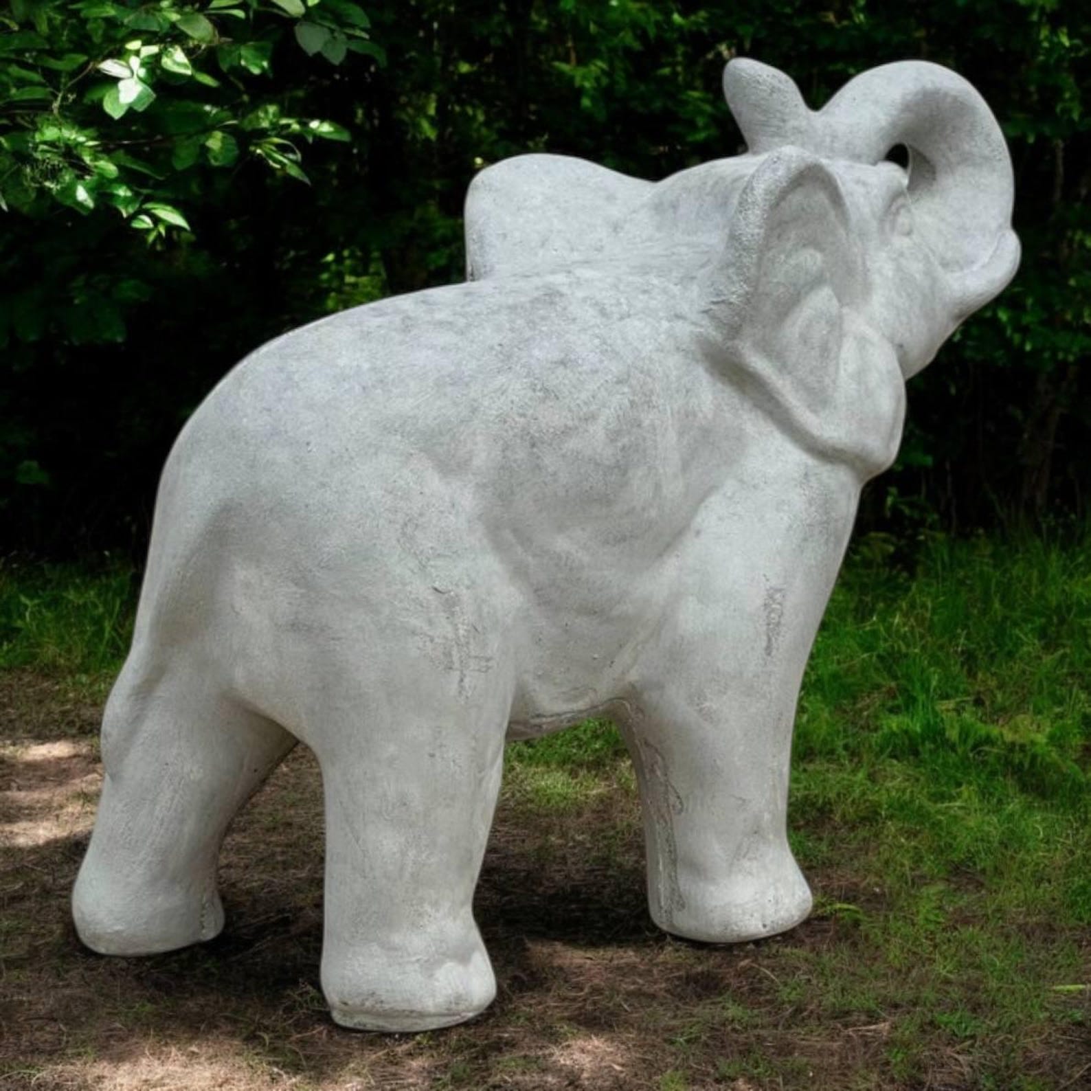 Lawn Elephant Sculpture / Stone Animal Decor / Solid Elephant Ornament ...