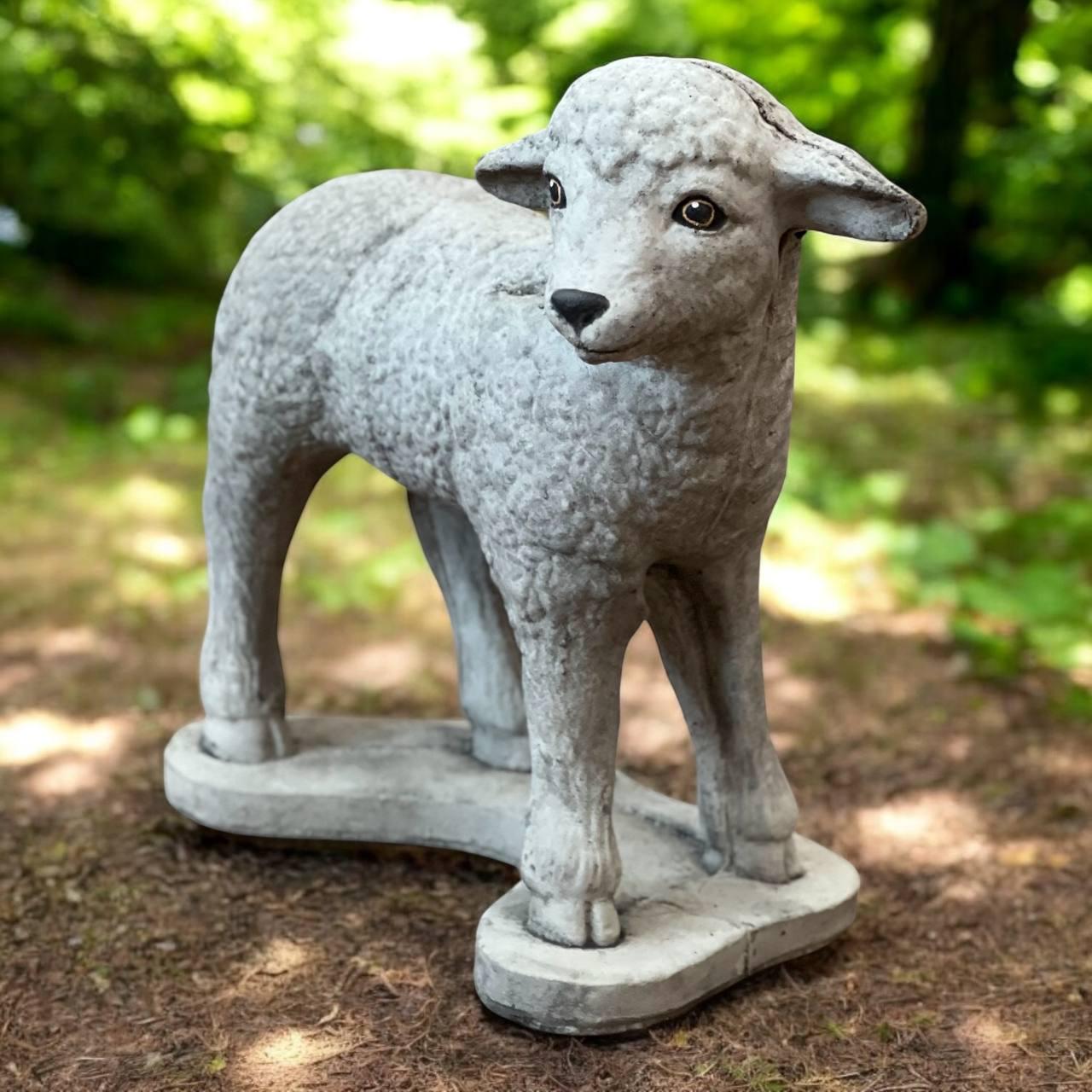Concrete Lamb Figurine / Garden Sheep Decoration / Outside Lamb ...