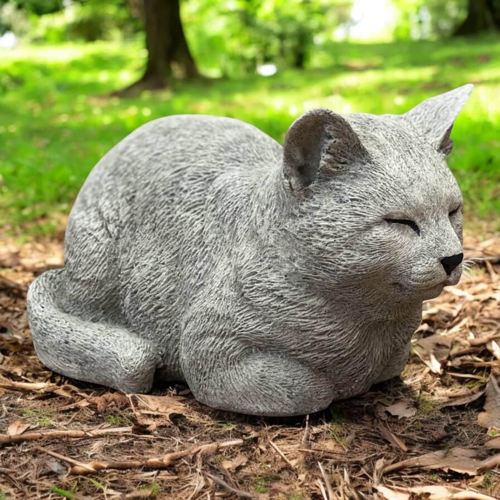 Garden Kitten Figure / Outdoor Cat Sculpture / Stone Kitten Idea / Lawn ...