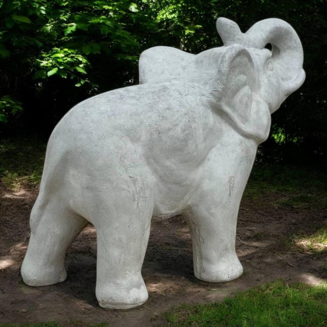 Lawn Elephant Sculpture / Stone Animal Decor / Solid Elephant Ornament ...