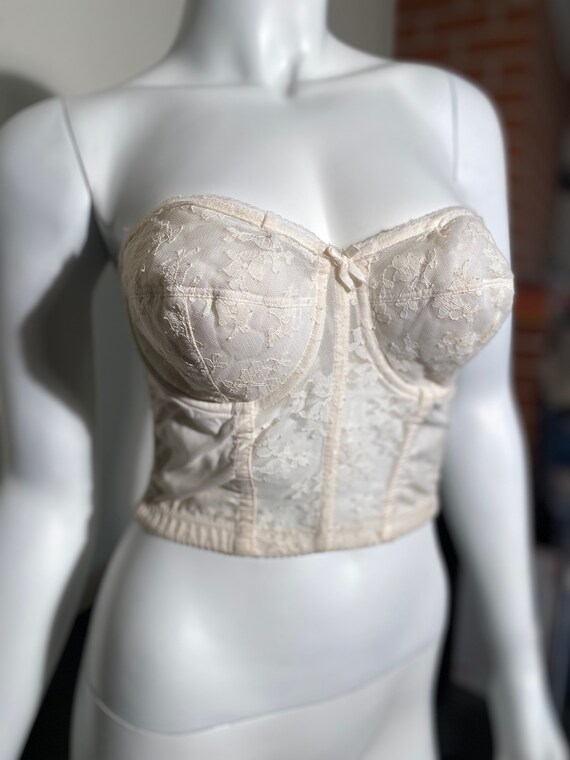 Vintage White Longline Strapless Lace Bra 36b Gem