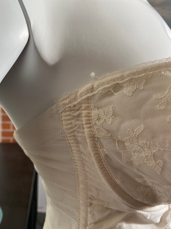 Vintage White Longline Strapless Lace Bra 36b Gem