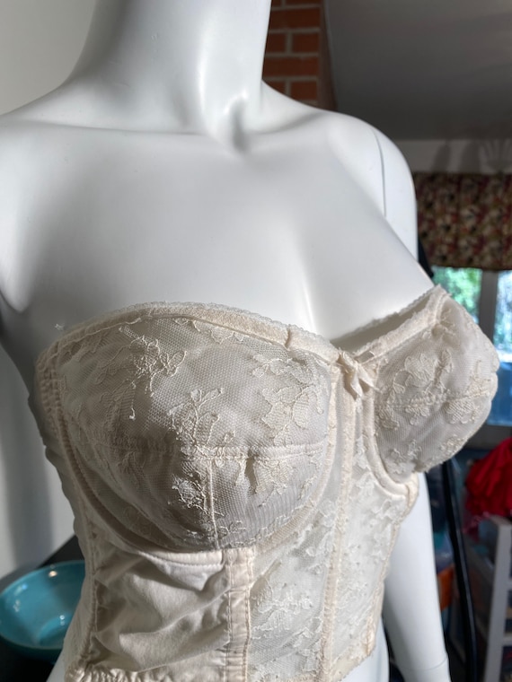 Vintage White Longline Strapless Lace Bra 36b Gem