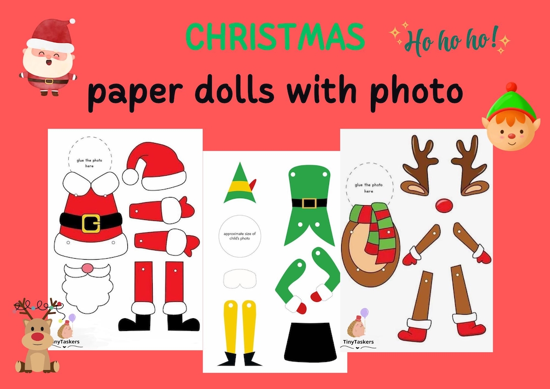 Movable Paper Doll Christmas Photo Craft. Christmas Games, Christmas ...