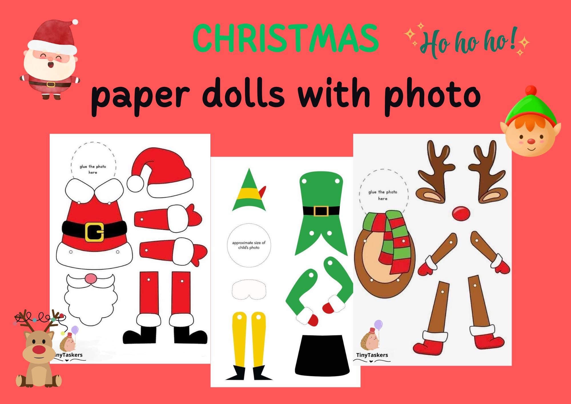 Movable Paper Doll Christmas Photo Craft. Christmas Games, Christmas ...