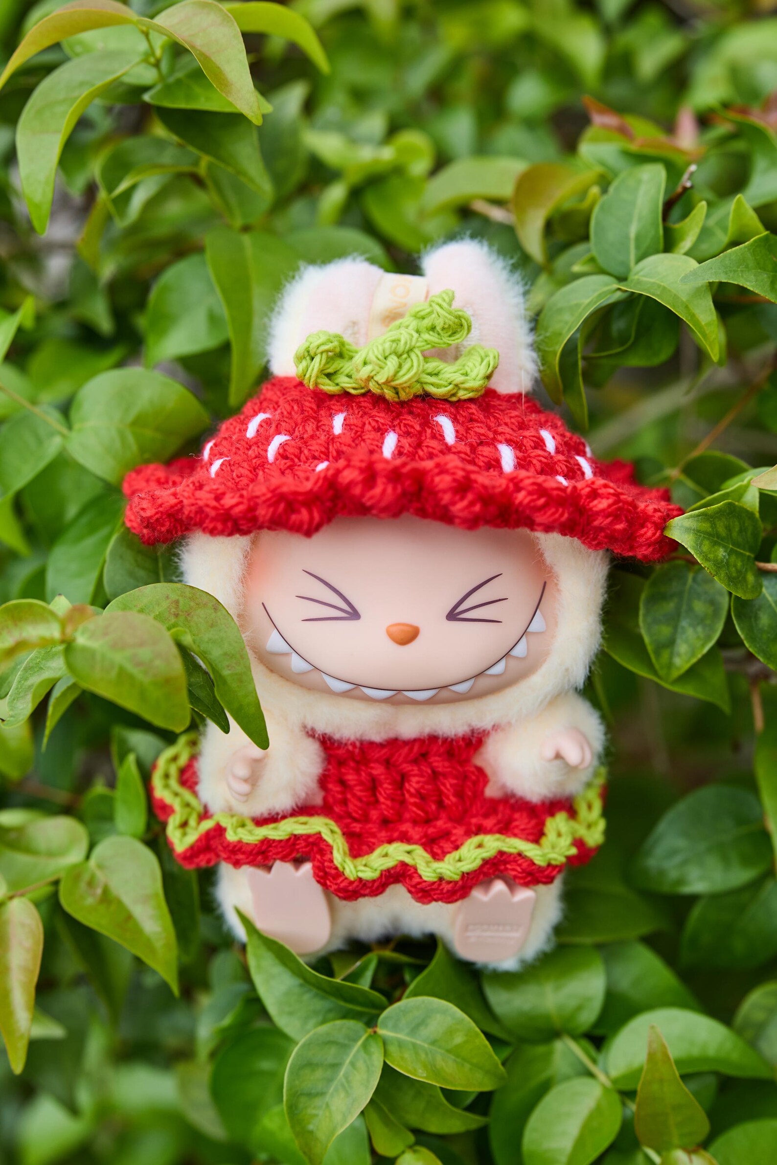 Labubu Strawberry Handmade Crochet Outfit | Hat and Dress Set | Labubu ...