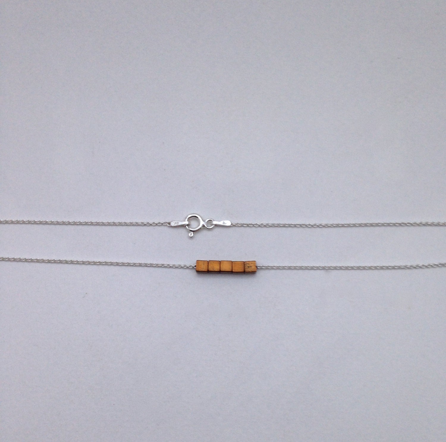 Sterling Silver Cable Chain W/ Vintage Brass CUBE Beads MODERN - Etsy