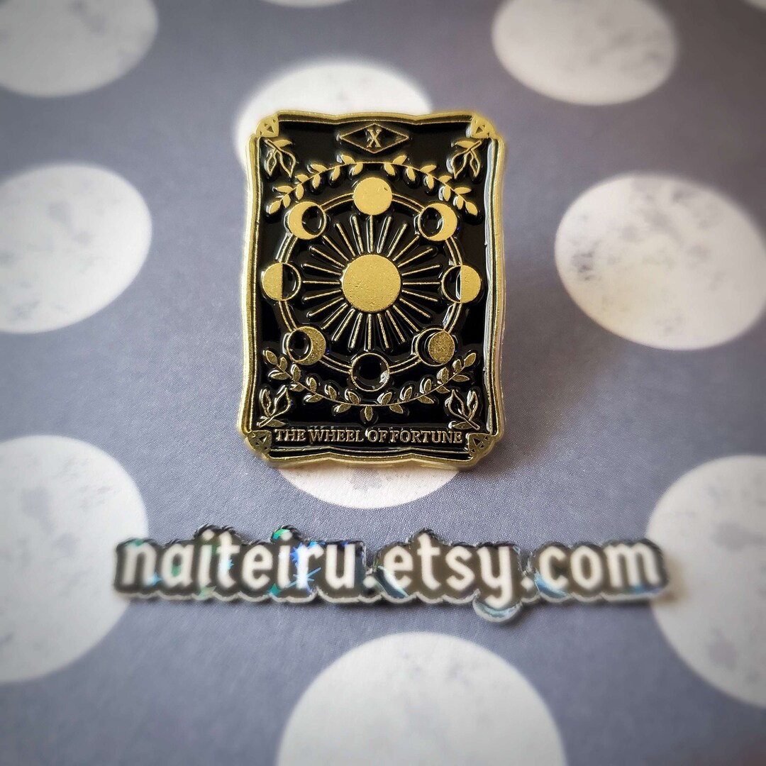 The Wheel of Fortune Tarot Card Pin | Enamel Lapel PIN Moon Phase Pin ...