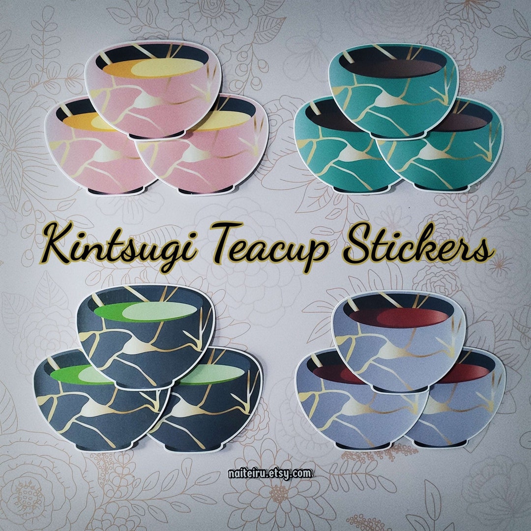 Kintsugi Teacup Stickers | Vinyl Sticker, Kintsukuroi Stickers ...