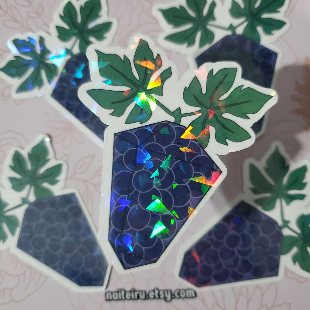 Low Polygon Grapes Holographic Vinyl Sticker | Squapes Sticker MMORPG ...
