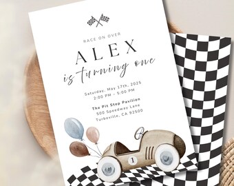 Race Car Birthday Invitation: Editable Race Track Party (digital ...