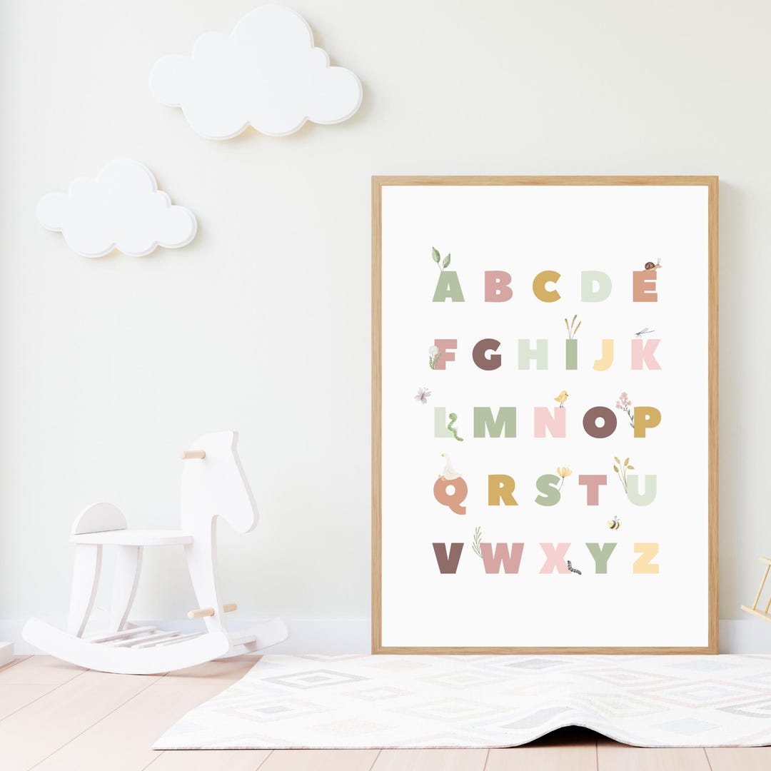Nature Alphabet Poster Printable Girl Nursery Wall Art Baby Room Print ...