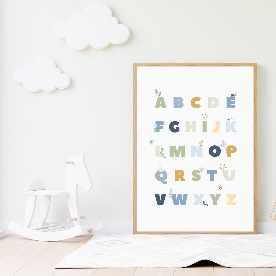 Nature Alphabet Poster Printable Neutral Baby Room Montessori Posters ...