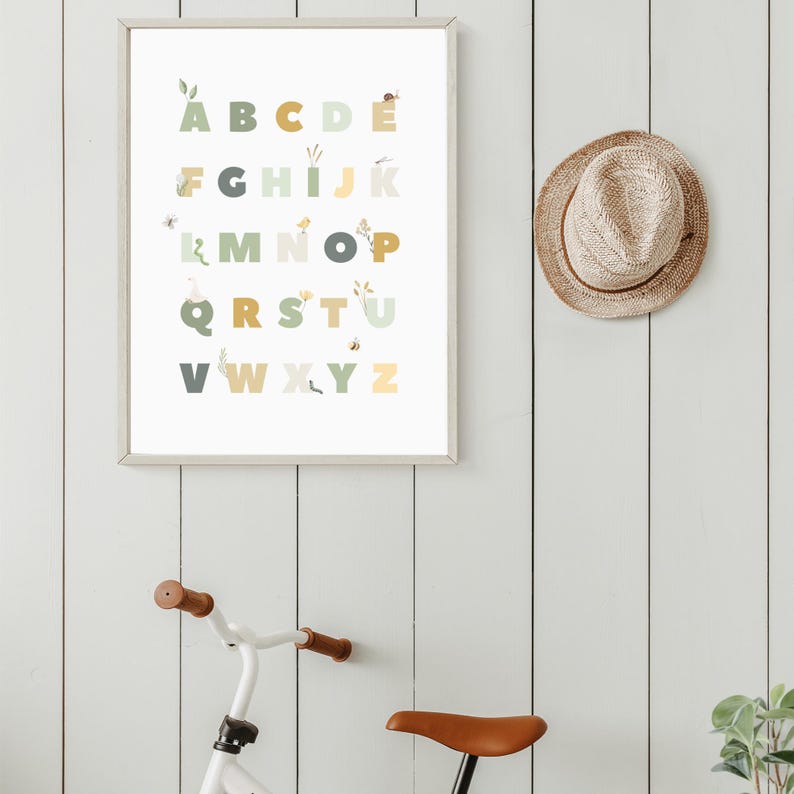 Alphabet Poster for Kids, ABC Chart Printable, Scandi Nursery Wall Art ...