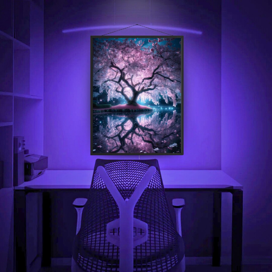 Enchanted Wishing Tree Art Print, Ethereal Cherry Blossom Landscape ...