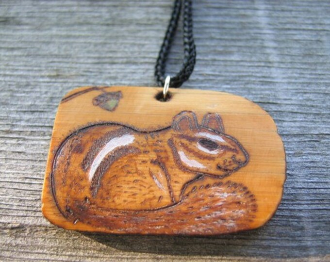 Chipmunk Wood Burned Pendant Jewelry Wildlife - Etsy